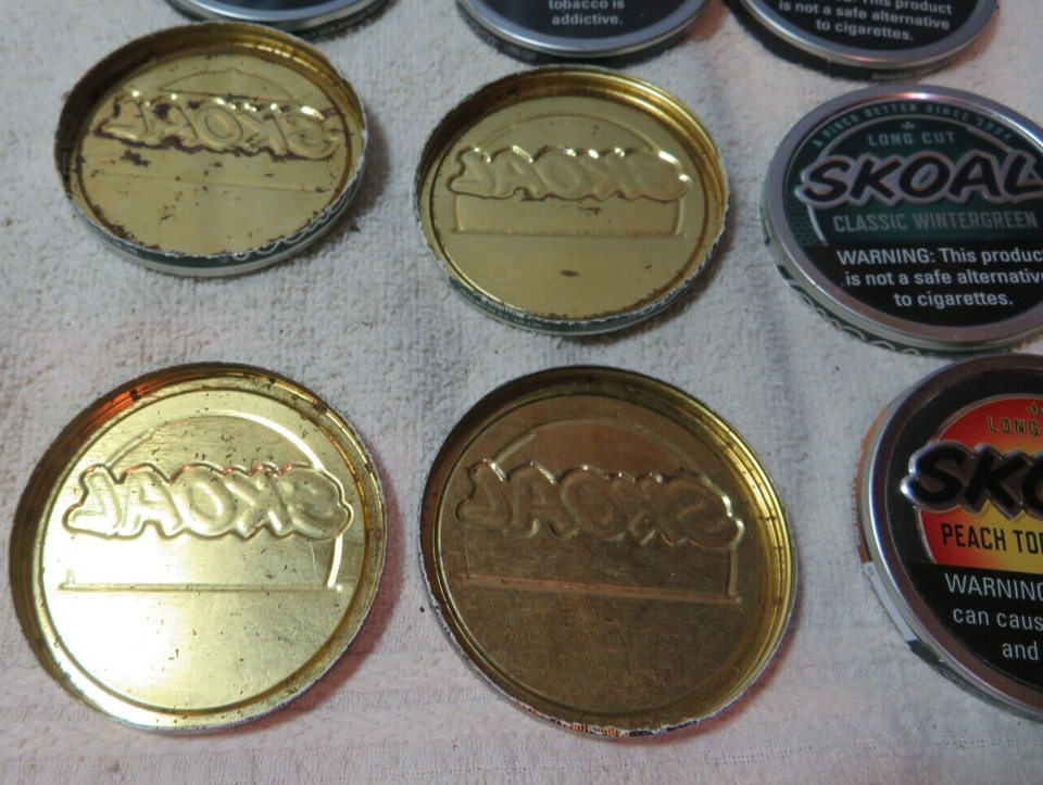 12 Pc Lot Dip Snuff Tobacco Chew Can Lids SKOAL Multi Colors | eBay