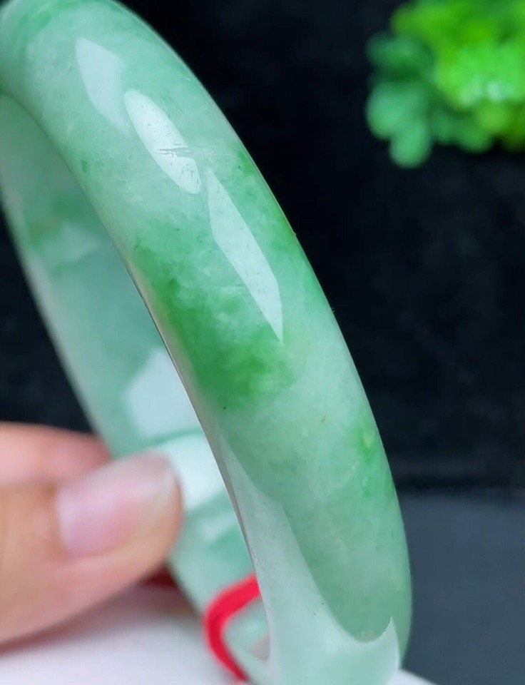 Certified Natural Jadeite Jade 57/58mm Floating Green Flower Bracelet ...