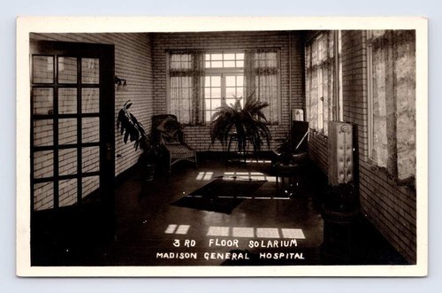 3rd Floor Solarium ~ Madison Wisconsin General Hospital RPPC Antique ...