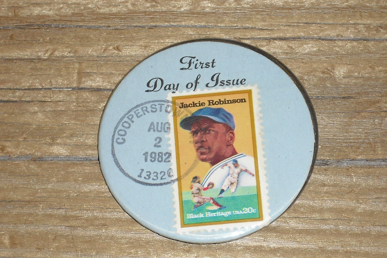 Cooperstown Jackie Robinson 1982 First Day Of Issue 2 1/4" Stamp Pin Pinback | eBay