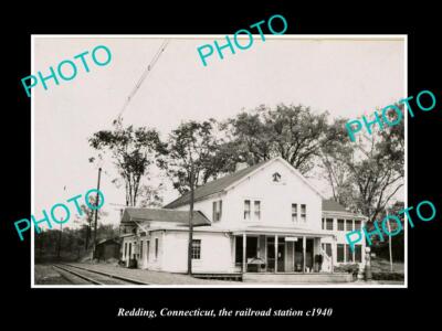 OLD LARGE HISTORIC PHOTO REDDING CONNECTICUT THE RAILROAD STATION c1940 ...