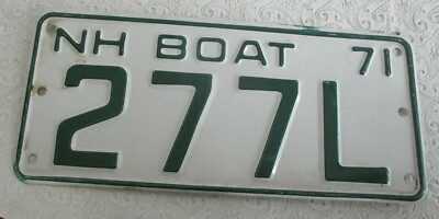 1971 New Hampshire Boat License Plate Tag 277L | eBay