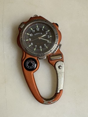 Orvis Carabiner Compass Clip On Pocket Watch Orange | eBay