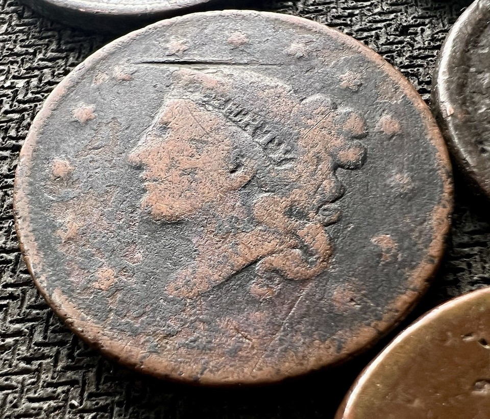 1835, 1839 & 4 Other U.S. Large Cents ~ Lot of 6 less than perfect ...