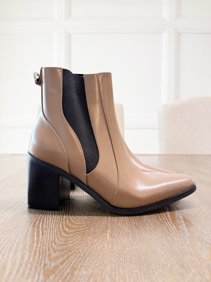 Senso Boots Hendi Almond Tan Leather Ankle Square Toe Sz 38 / US 7 ...