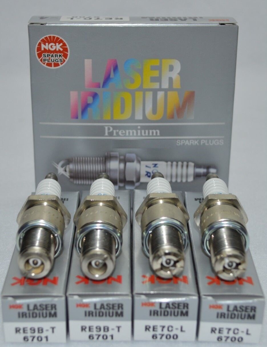 NGK Laser Iridium Spark Plugs (2) RE7CL Trailing (2) RE9BT Leading for ...