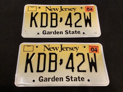 KDB 42W License Plate NJ (New Jersey) Yellow Black Stamped Plate ...