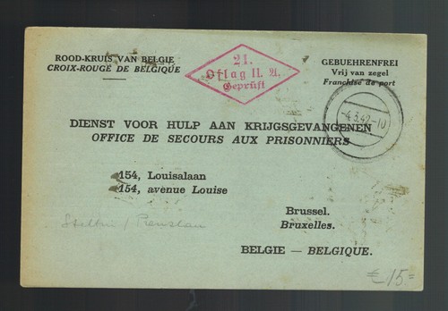 1942 Germany Prisoner of War POW Camp Postcard Cover Oflag 2A to ...