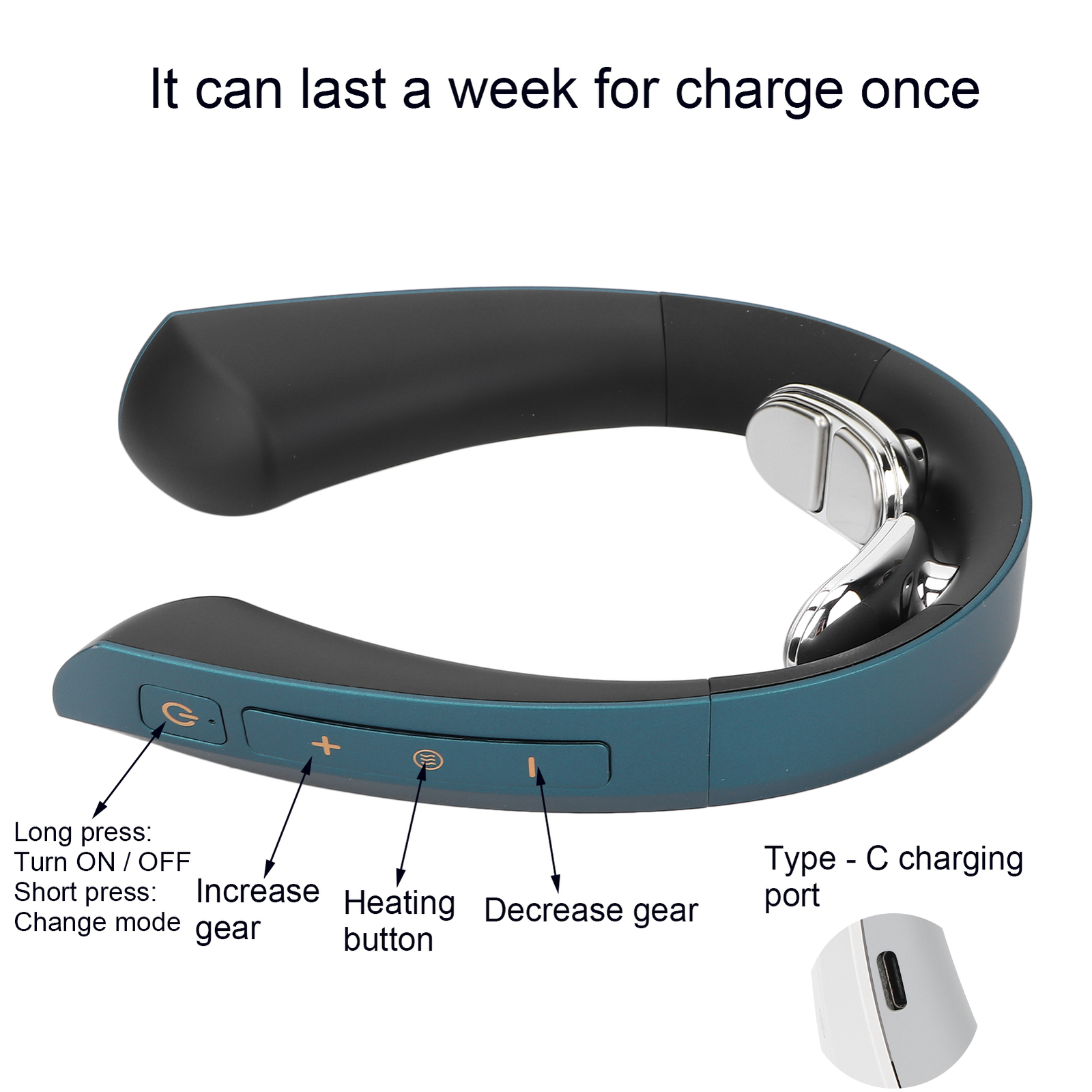 Electric Neck Massage Instrument Cordless USB Charging Heating Neck ...