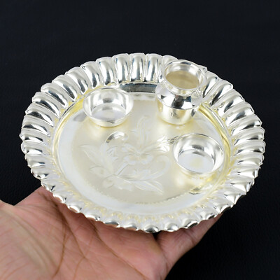 Pure Silver Pooja Set Plate, Bowl, kalash, Silver Pooja Thali Silver ...