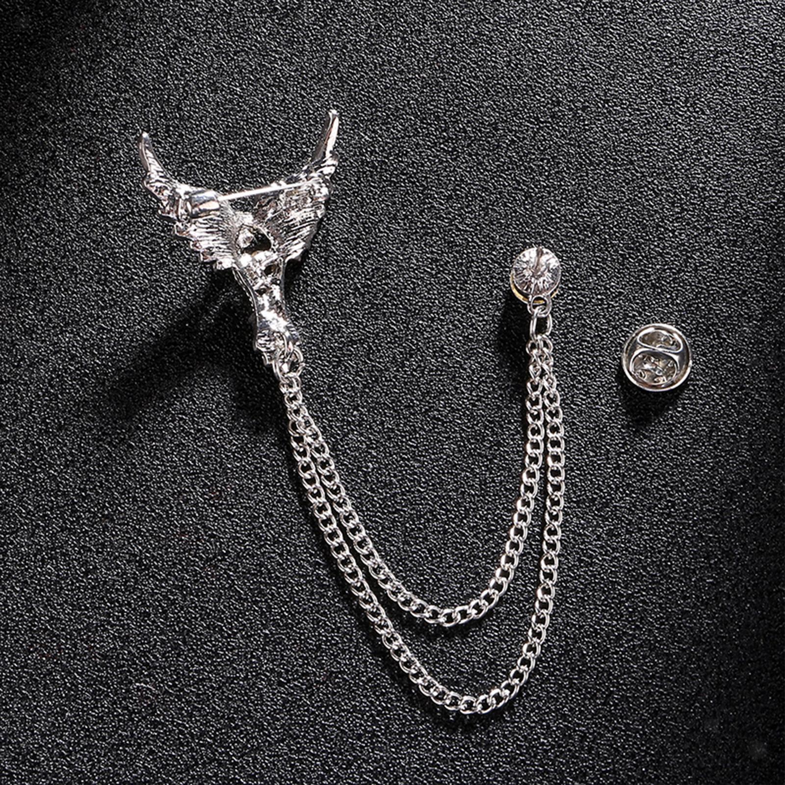 Suit Brooch with Chain Alloy Men's Lapel Brooch for Shirts Tuxedo ...