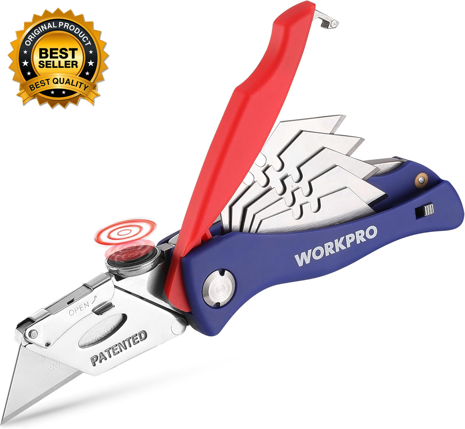 Folding Utility Knife, Quick-Change Box Cutter, Blade Storage in Handle ...