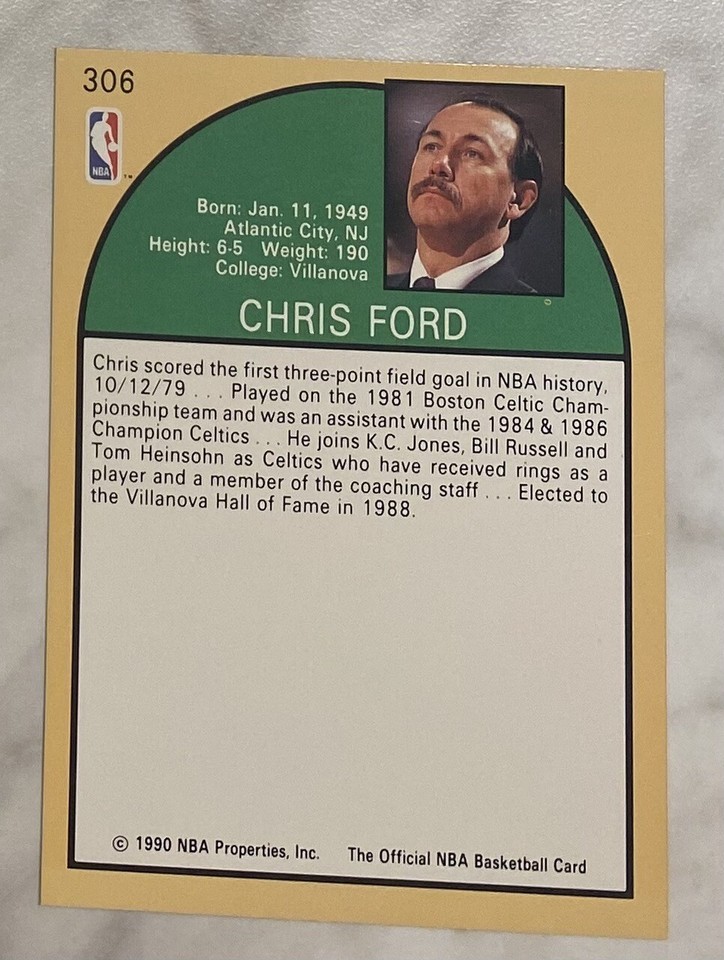 1990 NBA Hoops Basketball Card #306 Coach Chris Ford Boston Celtics | eBay