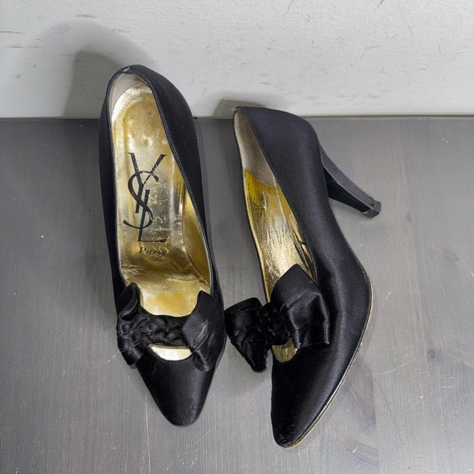 Vintage Yves Saint Laurent Bow Satin Pumps | eBay