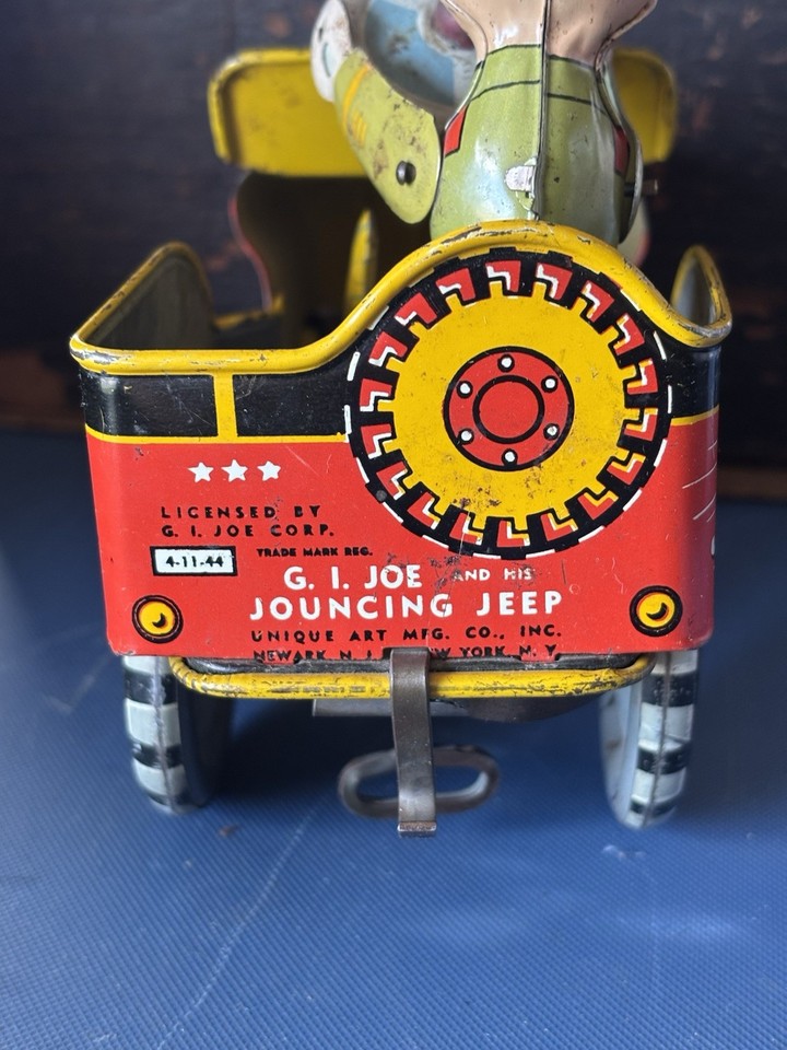 1940’s G.I. Joe And His Jouncing Jeep Tin Litho Wind Up Toy! Vintage ...