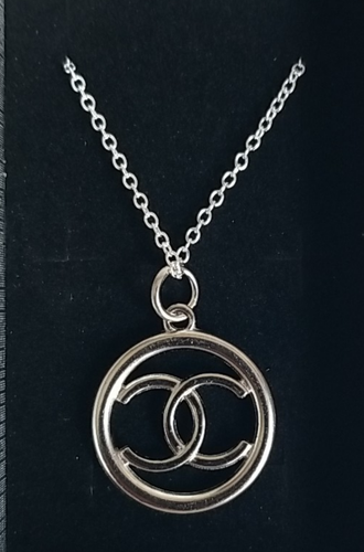 Upcycled Chanel Circle Cs Charm Pendant Necklace 18" 925 Silver | eBay