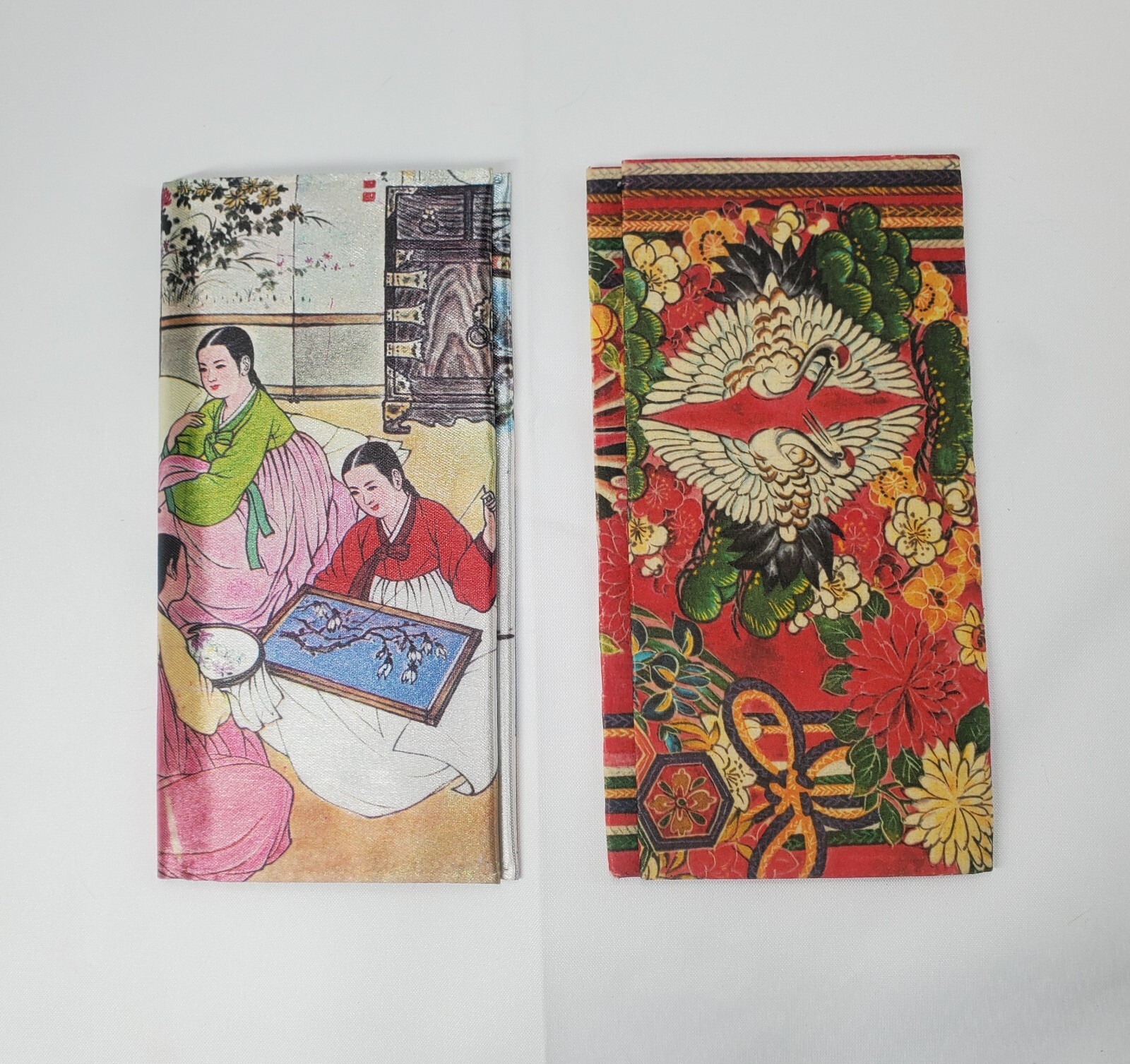 2 Vintage Korean Silk Wallet Checkbook Holder Billfol… - Gem