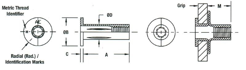 20 x M6 Zinc Plated Steel Flange Plusnut Plus Nut Rivnut Insert Nutsert ...