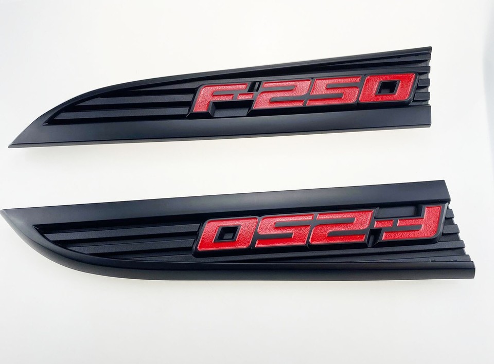 For 2011-2016 F250 Superduty Emblems Side Fender Badge Black Red | eBay