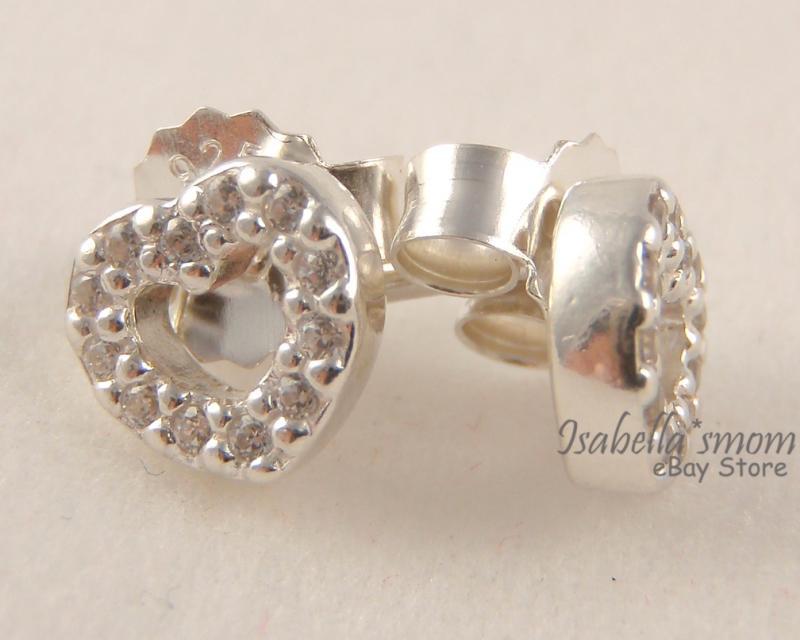 BE MY VALENTINE Genuine PANDORA Silver HEARTS Earring STUDS 290528CZ ...