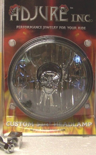 ADJURE 5-3/4 HARLEY MOTORCYCLE SKULL HEADLIGHT HEADLAMP LIGHTS FREE ...