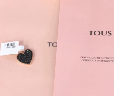 TOUS Rose Vermeil Silver Motif Pendant with Spinel and Heart new with ...