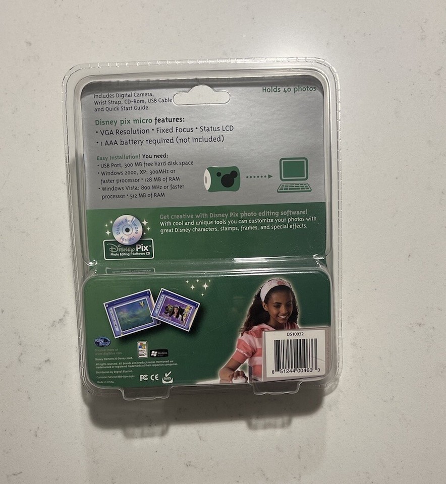 Disney Pix Micro Digital Camera W/photo Editing Software. Tinker Bell ...