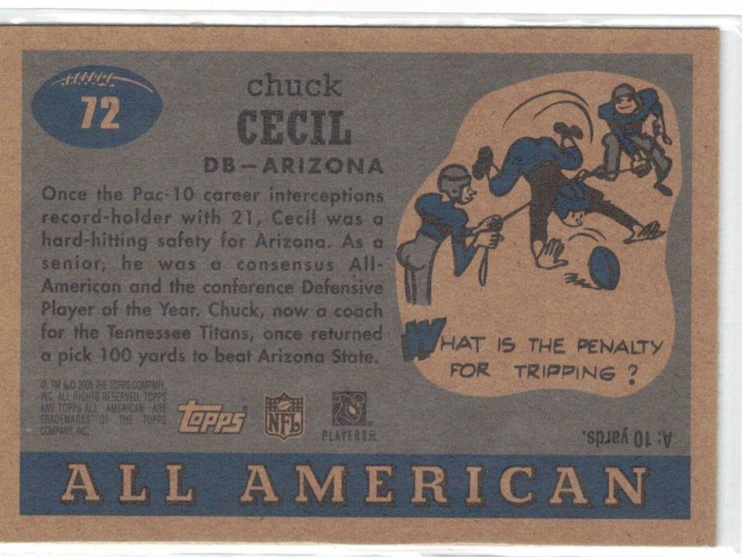 2005 Topps All American Football Card #72 Chuck Cecil Green Bay Packers ...