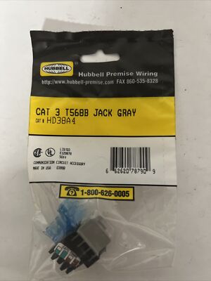 Lot Of 16 New Hubbell Cat 3 T568B Jack GRAY Cat # HD38A4 | eBay