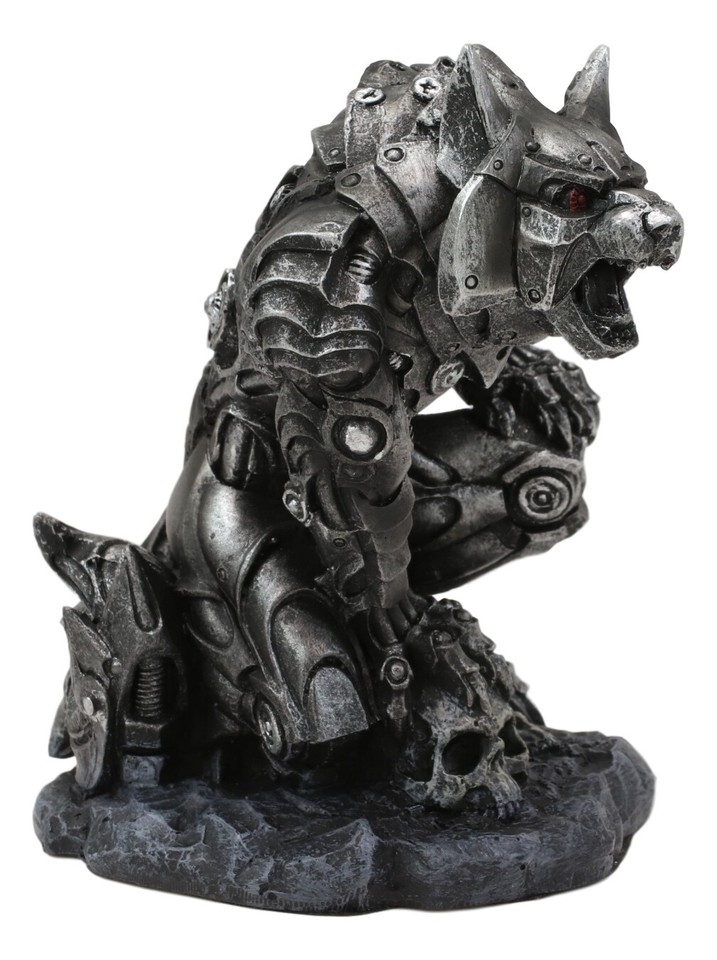 Steampunk Robotic Werewolf Crushing Skull Statue Lycan Cyborg Wolf ...