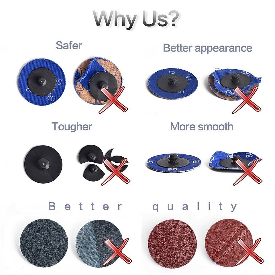 51PCS 2 inch Quick Change Roll Lock Grinding Sanding Discs 36 60 80 120 ...
