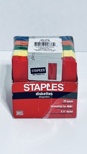 🔥 Staples IBM-Formatted 3.5" Multi-Colored Floppy Disk Diskettes 24 ...
