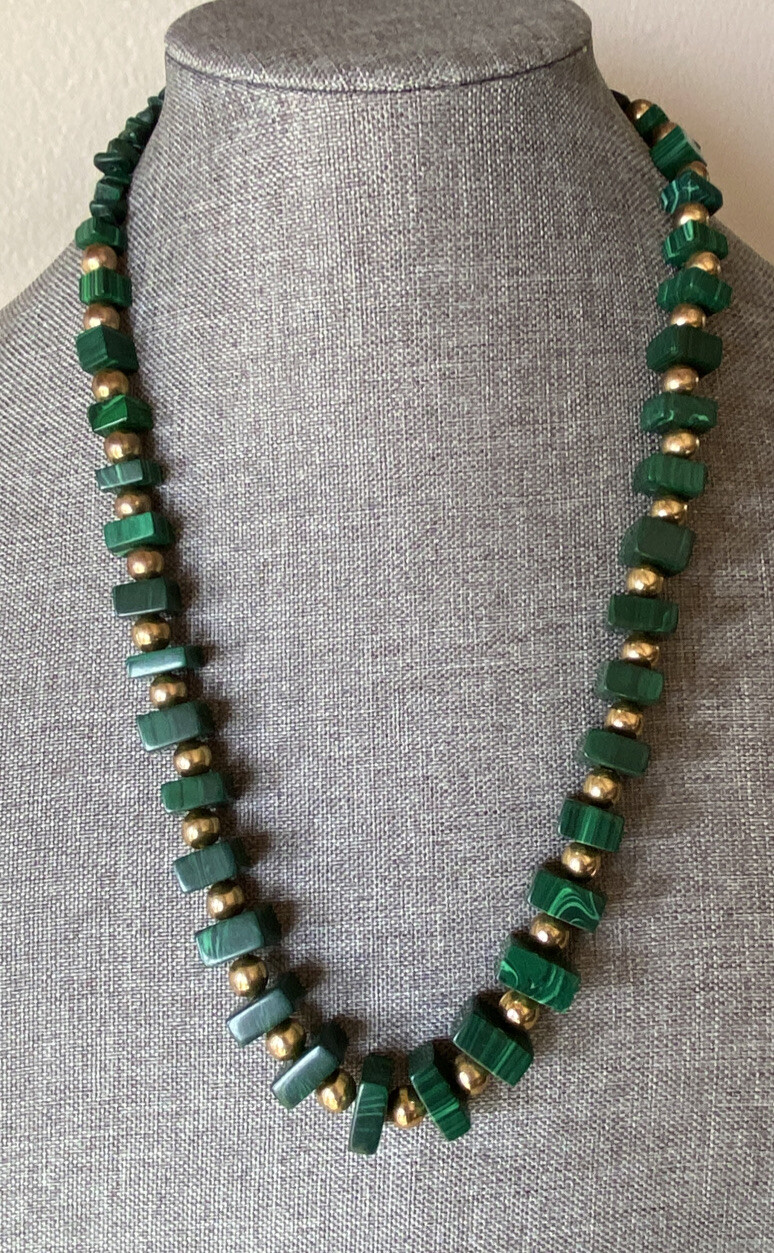 Vintage Malachite Graduated RARE Square Cut Chunky 24… - Gem