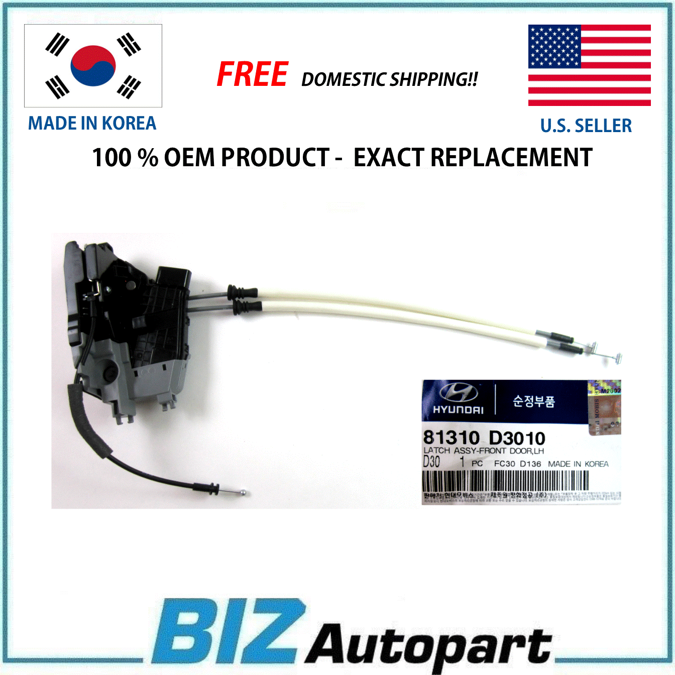 Genuine Front Door Lock Actuator LEFT for 2016-2021 Hyundai Tucson ...