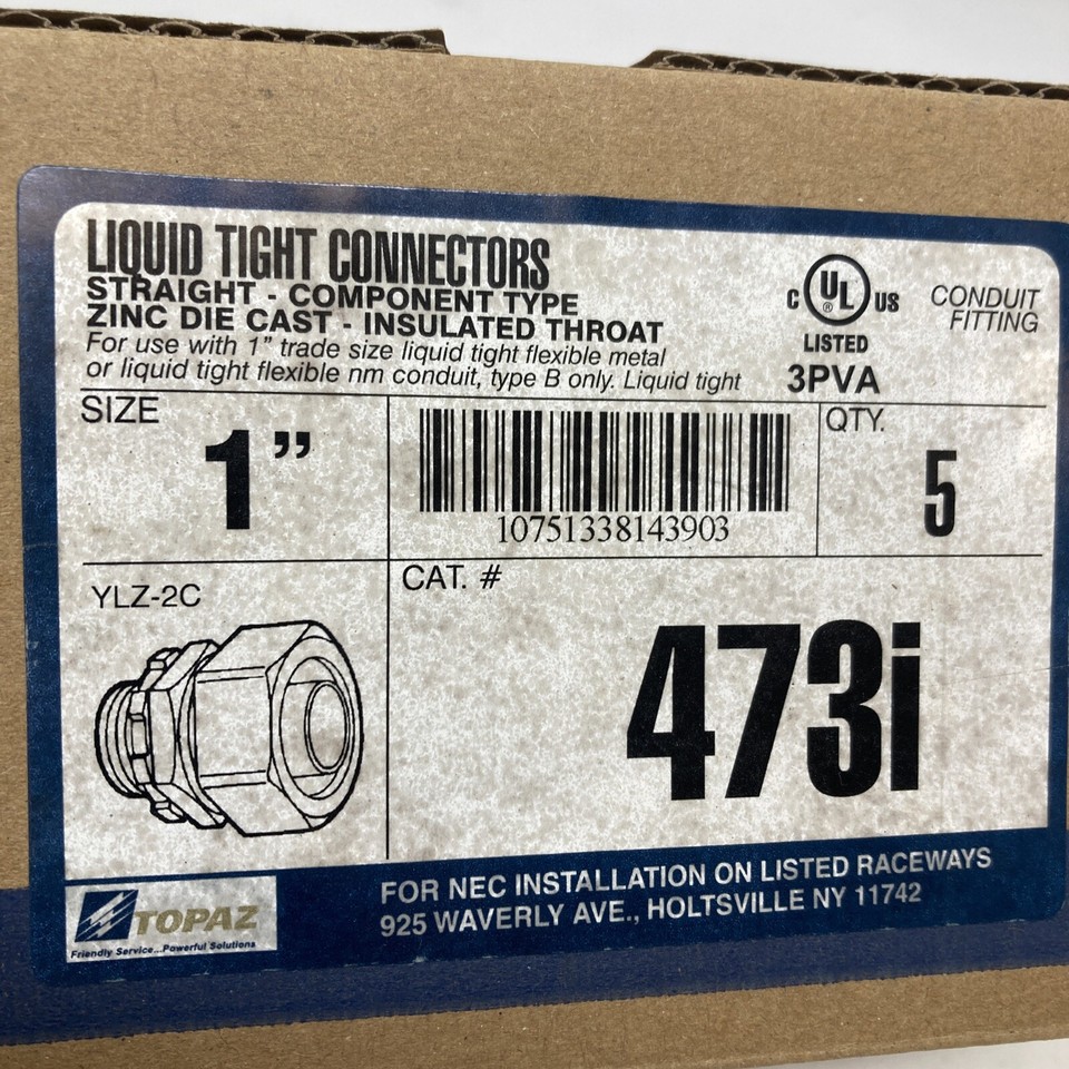 Topaz 1" inch straight liquid tight connectors 473i zinc die cast box ...