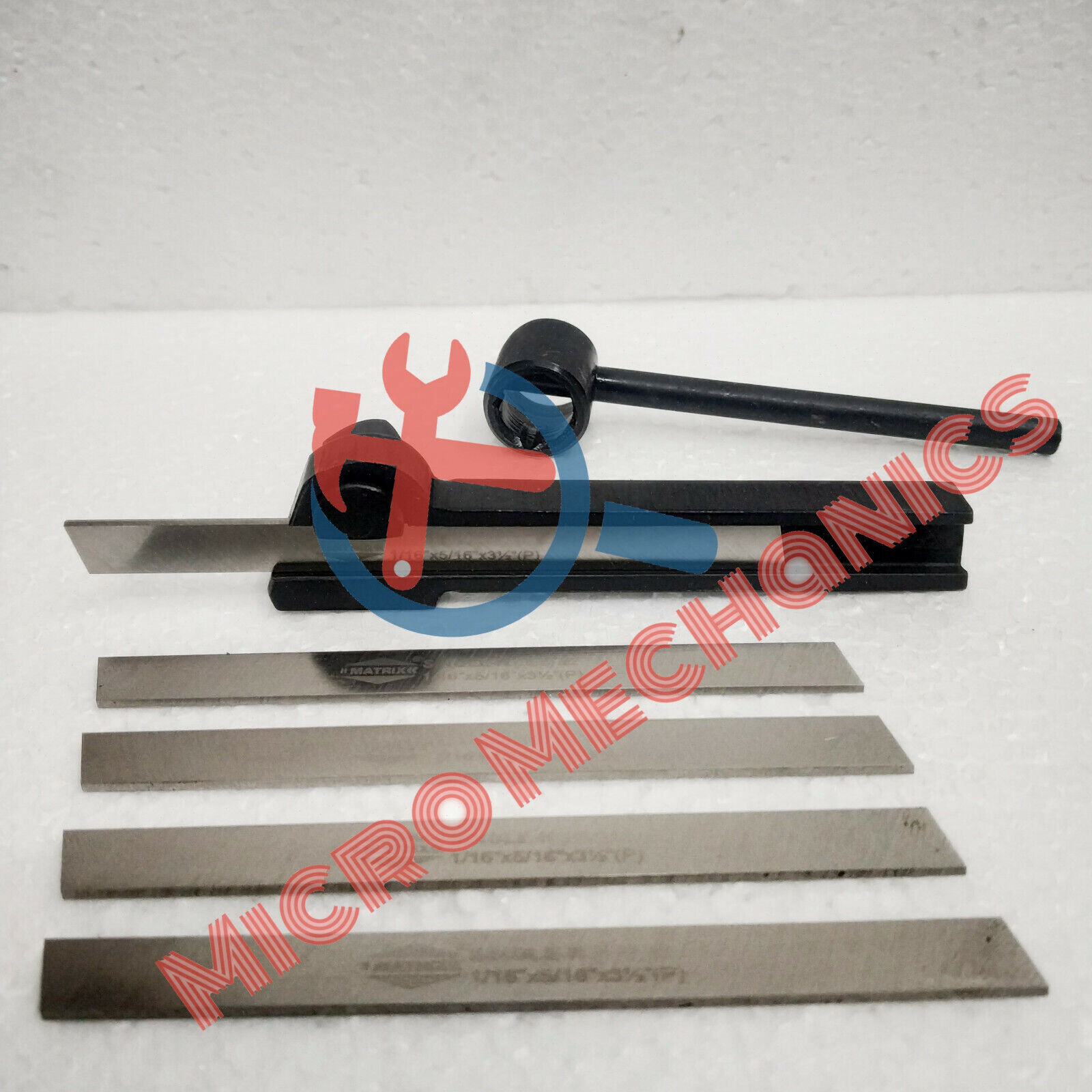 LATHE CUT OFF PARTING TOOL HOLDER + 5 PIECES OF HSS BLADE 1/16 x 5/16 ...