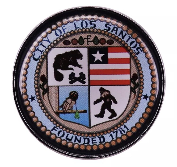 City Of Los Santos Seal GTA V SA Grand Theft Auto Glass Cabochon Pin ...