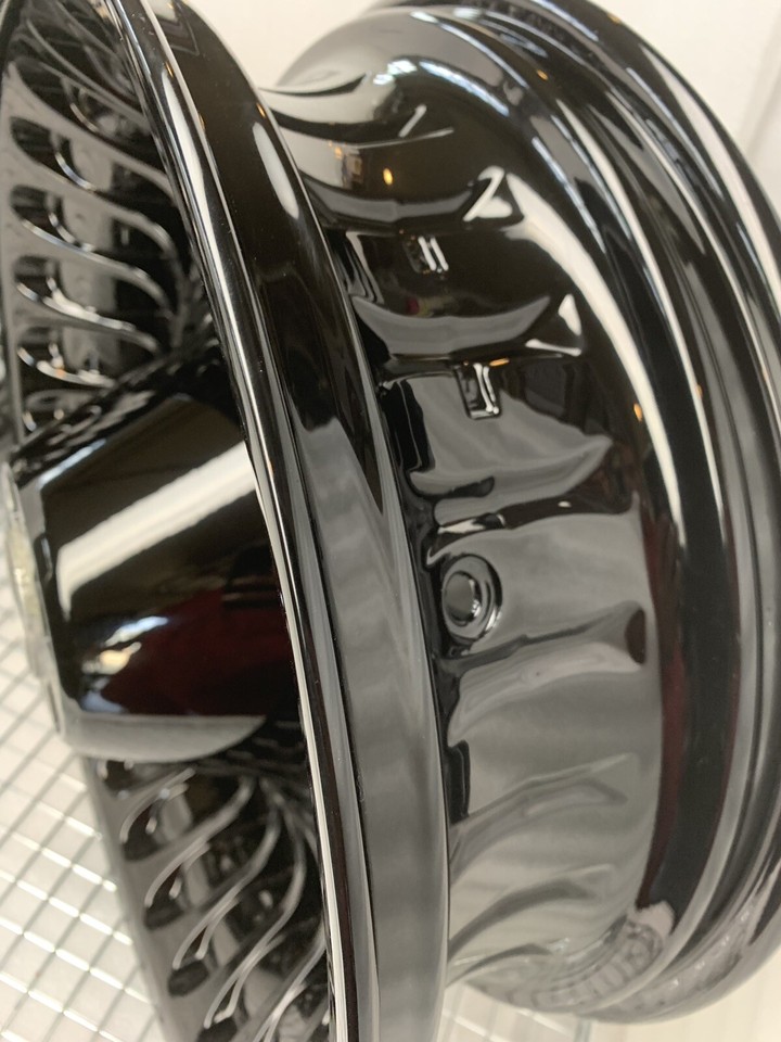 HARLEY 2009 RIMS, TOURING STREET GLIDE 28 SPOKE WHEELS BRIGHT BLACK ...