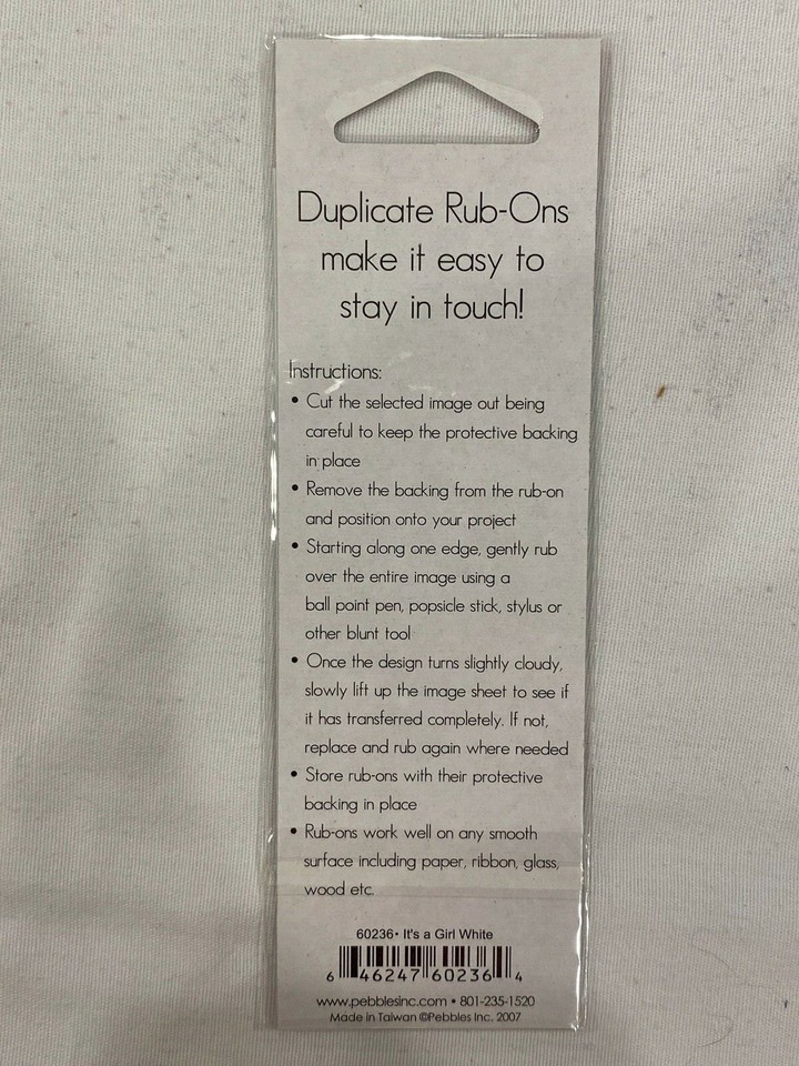 Pebbles Inc. Duplicate Rub-Ons ~ White ~ It's a Girl ~ Scrapbooking ...