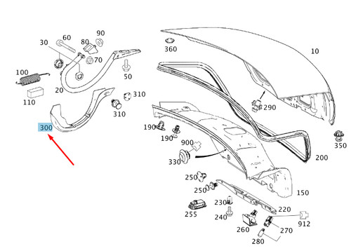 MERCEDES-BENZ C W204 REAR LID LEFT HINGE CABLE DUCT A20482101899051 NO ...