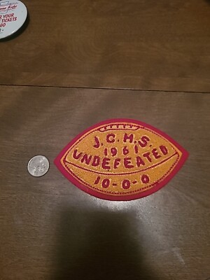 Nice Vintage 1961 JCHS Undefeated Season 10-0-0 Football Shaped Patch ...
