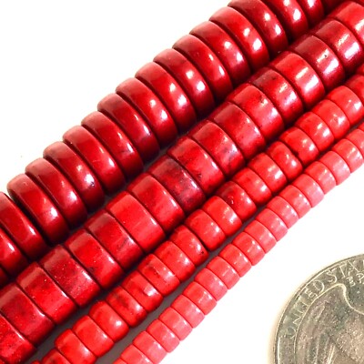 Red FireBrick Howlite Turquoise Heishi Bead 15" 4mm 6mm 8 10mm 12mm ...