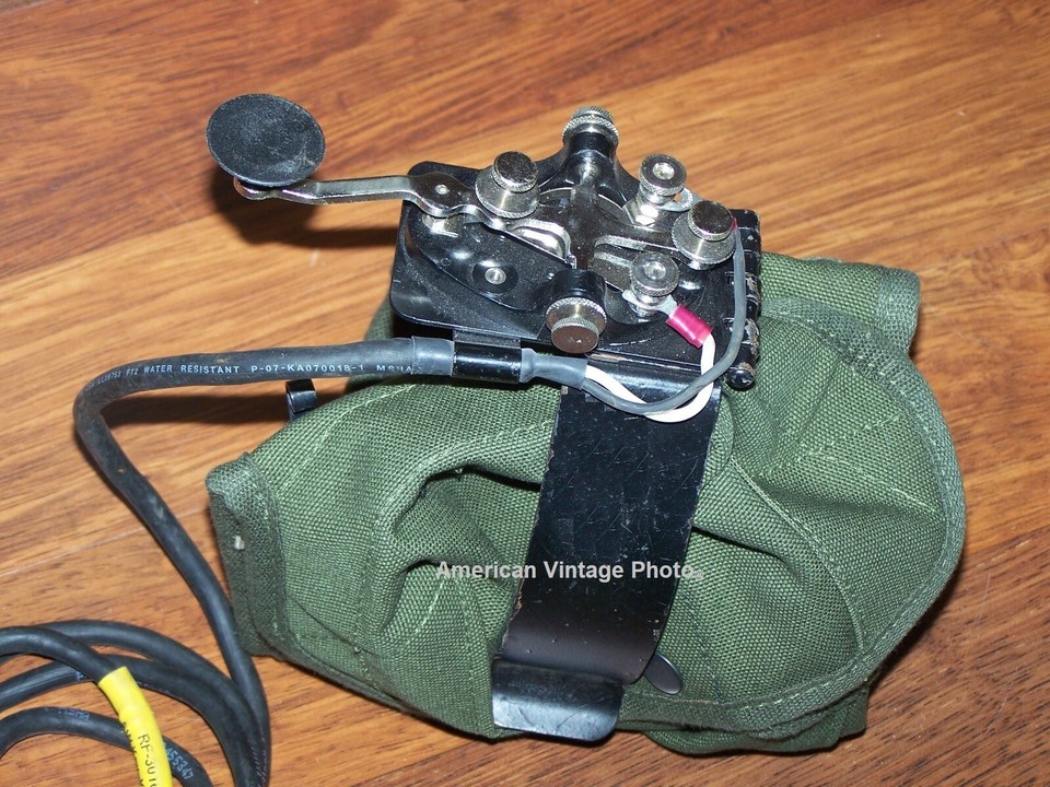J37 Morse Key Telegraph Harris Radio Co U/229 w J45 Knee Mount & PRC 77 ...