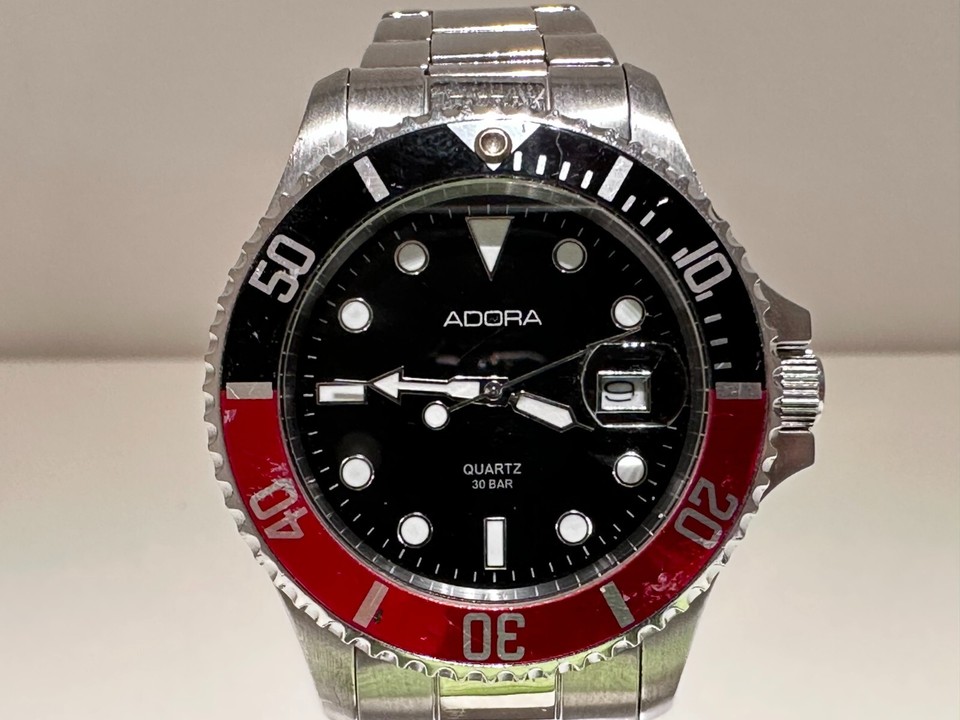 RETRO 42mm DIVER STYLE SPORT MEN'S ST. STEEL QUARTZ WATCH "ADORA"/PEPSI ...