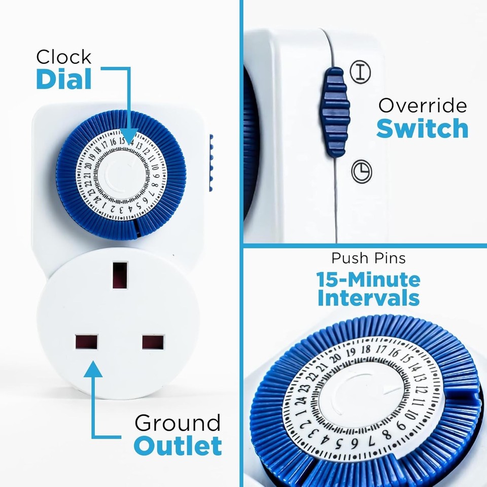 Timer Switch Mini | 24 Hour Segment Timer Light Switch | White UK Plug ...
