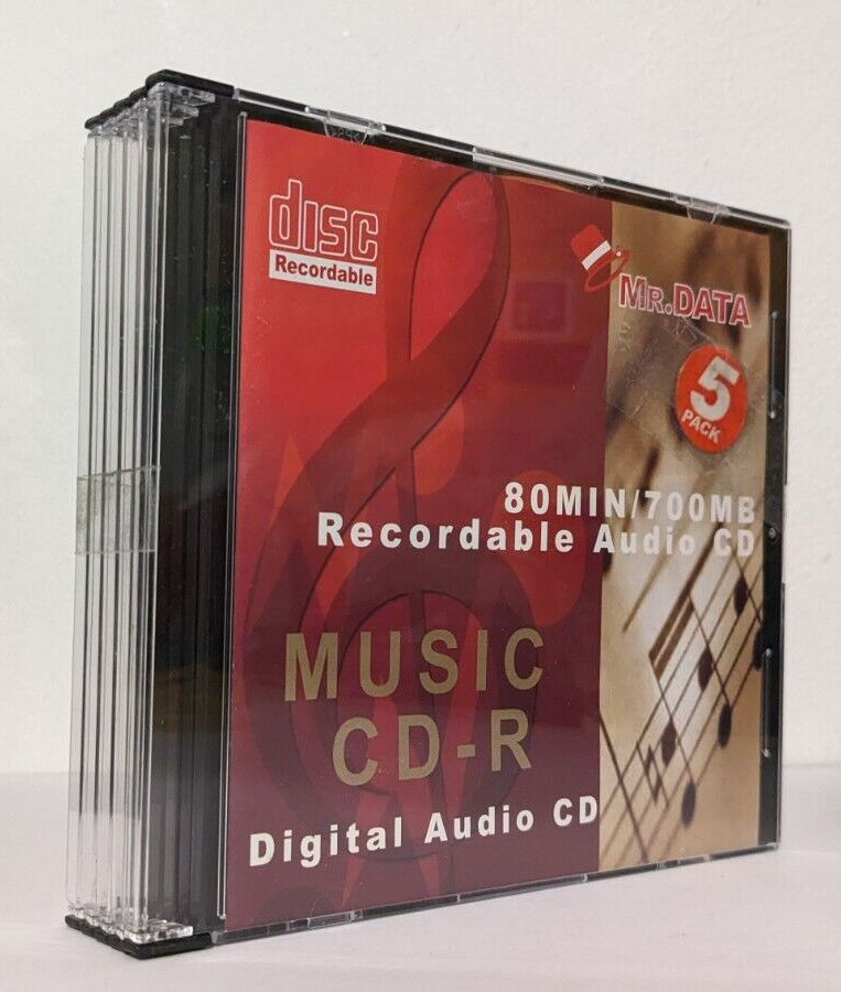 MR DATA CD-R 5 PACK / 80 MIN Digital Audio Music Blank CDR Discs - NEW ...