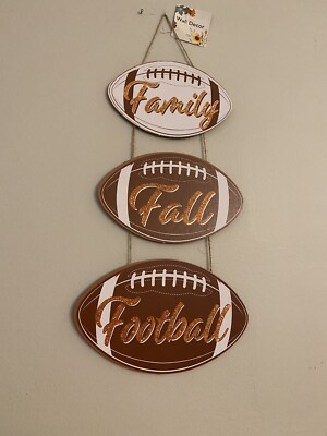 Family Fall Football Sign Wall Hanging Home Decor Glitter Vibrant ...