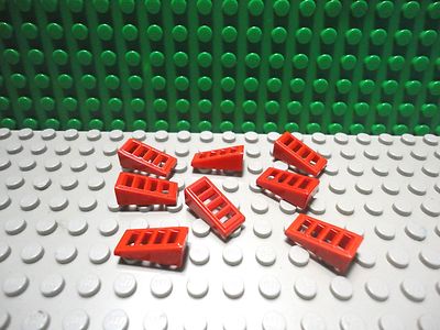 Lego 8 Red 2x1x2/3 technic slotted grille slopes brick block | eBay