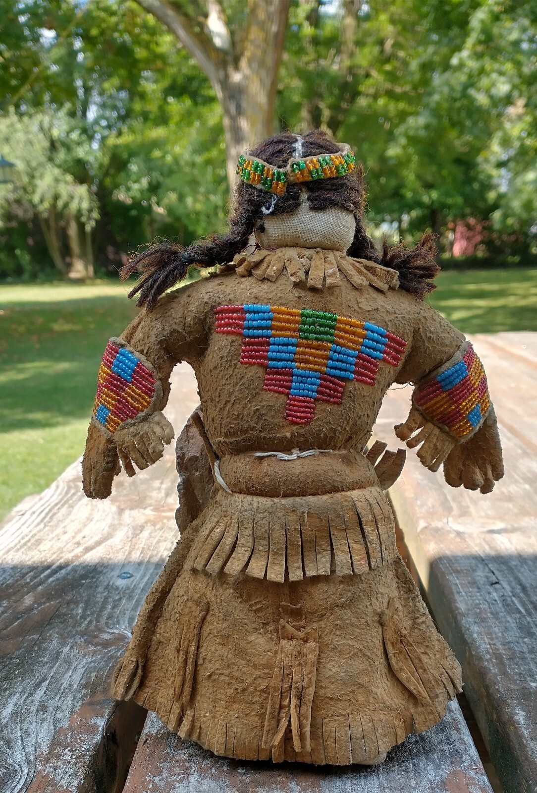 Antique Native American Indian Child's Play Doll Leather Beaded ...