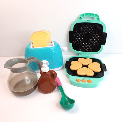 Toy Kitchen Food Lot Waffle Maker With Toy Waffles Toaster Coffee Pot ...